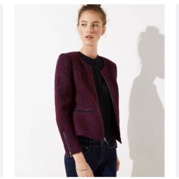 LOFT | Jackets & Coats | Nwt Loft Tweed Blazer Zip Up Jacket Career ...